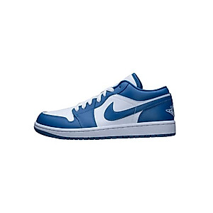 Nike Women's Air Jordan 1 Low UNC Basketball Shoe, White/Dk Marina Blue-White, 7