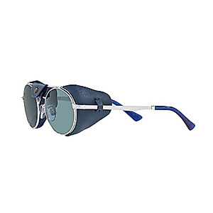 Persol PO2496SZ Round Sunglasses, Silver/Green Polarized, 52 mm