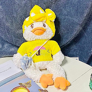 Awcvire Duck Stuffed Animal Toy Set with Cute Outfits and Accessories, Kawaii DIY Muscle Duck Plushies with Bags and Glasses for Kids