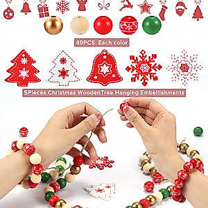 Suziko 205 Pieces Wooden Beads,Decorate Beads 0.63 Inch Round Craft Bead with Holes for DIY Garland Jewelry Making Home Party Halloween Thanksgiving Holiday Decoration (red)