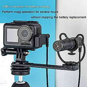 Dual USB-C 3.5mm Mic Adapter for DJI Osmo Action (Not Compatible with DJI Osmo Action 2 and Action 3) Charging and Data Transferring, Audio Adapter Vlogging Accessories for OSMO Action Camera