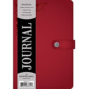 Paperworks Soft Leatherette Journal with Magnetic Fold-Over Closure, 256 Lined Pages, Assorted Color, Color May Vary (86049-12)