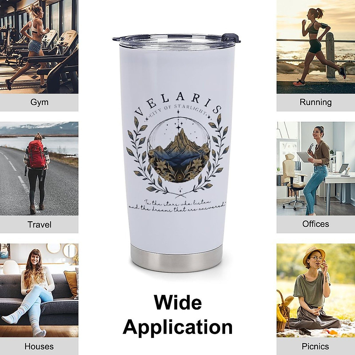 Velaris City Of Starlight Tumbler Acotar The Night Court Bookish 20 Oz Stainless Steel Insulated Tumblers with Lid And Straw Bookish Acotar Travel Coffee Mug Gifts