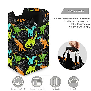visesunny Large Capacity Laundry Hamper Basket Dino Rawr Water-Resistant Oxford Cloth Storage Baskets for Bedroom, Bathroom, Dorm, Kids Room