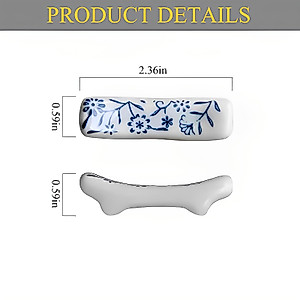 Chopstick Rest 5 Pairs Porcelain Chopsticks Holder For Countertop,Cute Chopstick Stand(Blue sunflower)