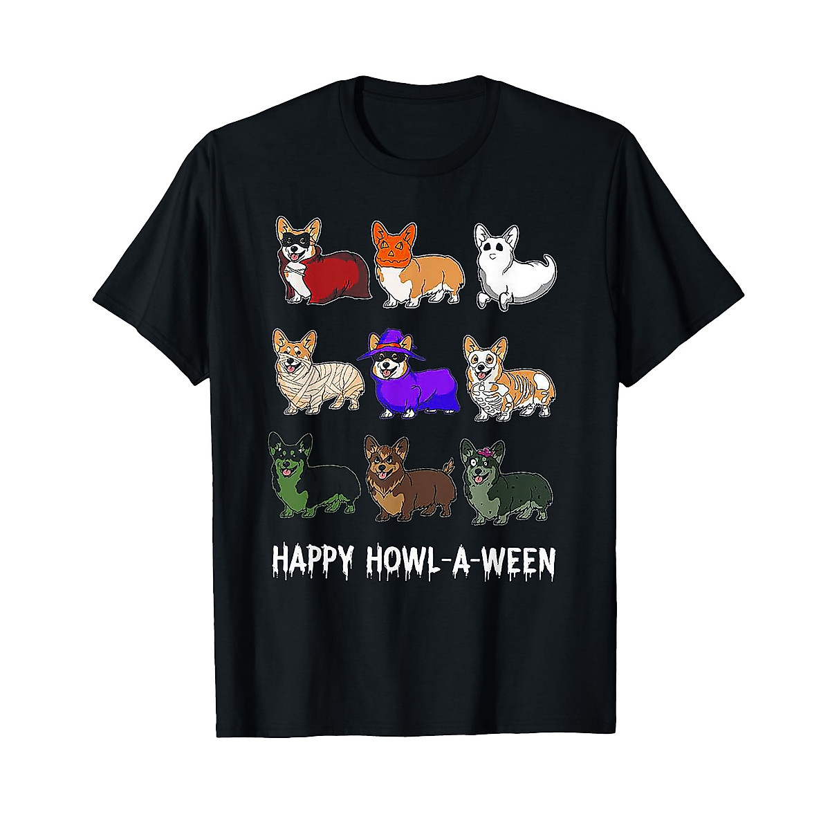 Funny Corgi Dog Halloween Happy Howl-o-ween T-Shirt