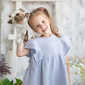 Easfan Puppy Hand Puppet Soft Animal Plush Toy with Movable Mouth Interactive Storytelling Cute Dog Toys Creativity and Imagination Christmas Birthday Gifts for Toddlers Kids,12.5''