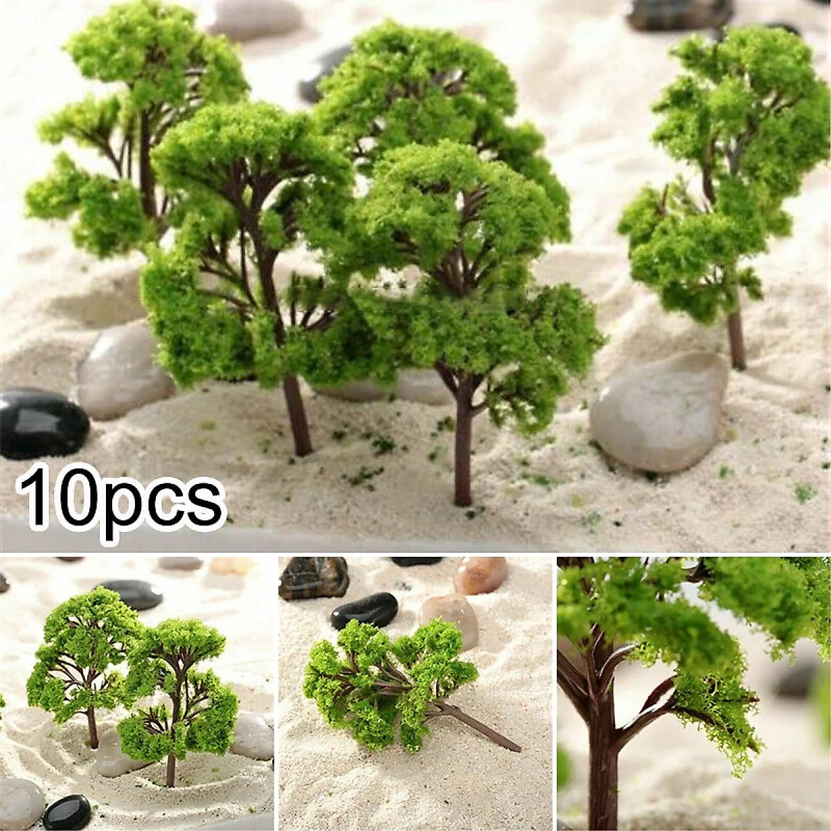 MANGOUSONG Miniature Trees,10Pcs HO OO Scale Model Trees Train Railroad Layout Diorama Scenery Miniature Tree Decoration