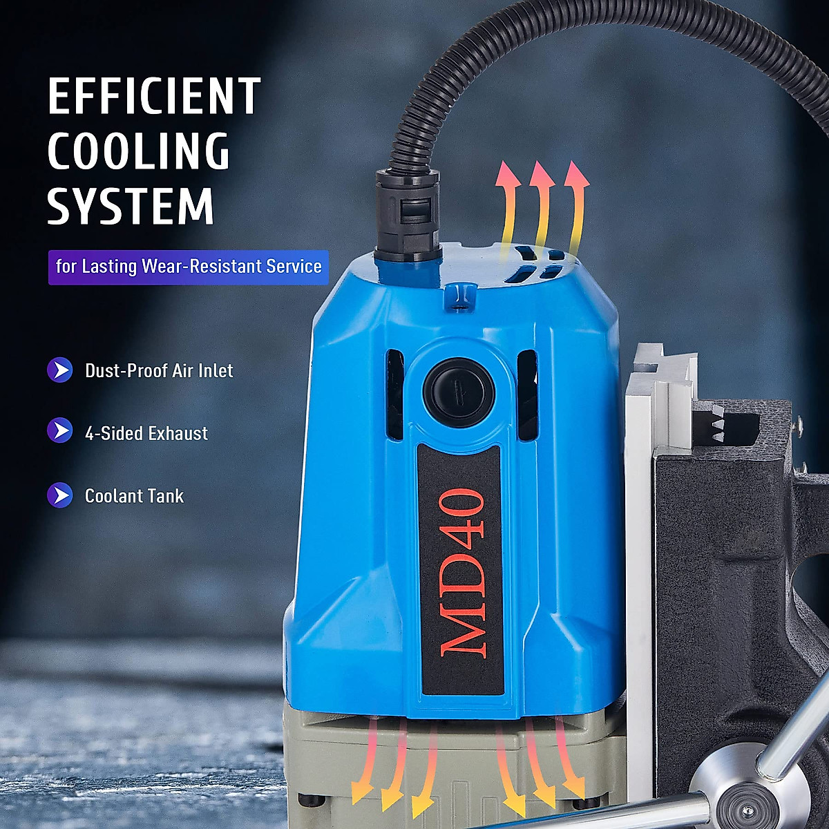 ZELCAN 1100W Magnetic Drill Press with 1.6 Inch Boring Diameter, Power Mag Drill 2700lbf Electromagnet Portable Drilling Machine for Metal Surface and Home Improvement