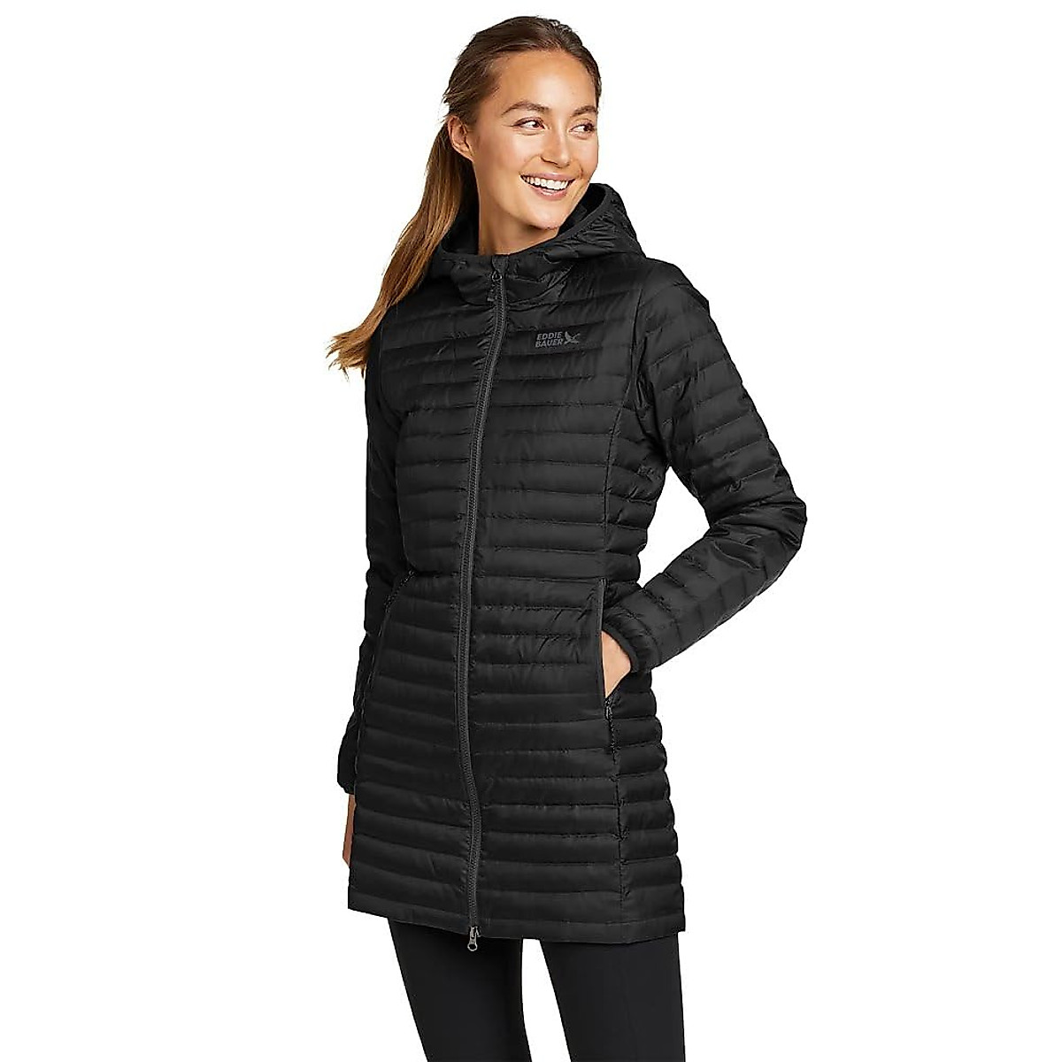 Eddie Bauer Women's Microlight Traveler Down Parka, Black, Large