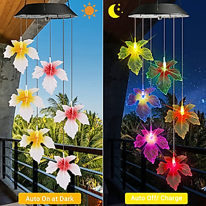 Toodour Solar Wind Chimes, Color Changing Maple Leaf Wind Chimes, LED Mobile Wind Chimes, Waterproof Outdoor Wind Chime Lights for Garden, Patio, Party, Window, Thanksgiving