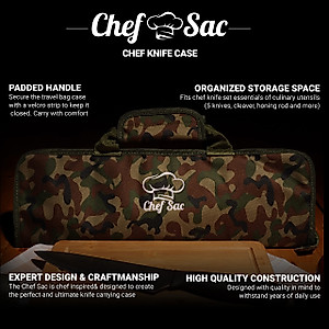 Chef Sac Chef Knife Roll Bag Case with 2-Pack Knife Guards (8.5") Included