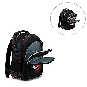 mezhsa Boys Backpack Kids Bookbag Durable Elementary Middle School Bags Soccer 18in (Red)