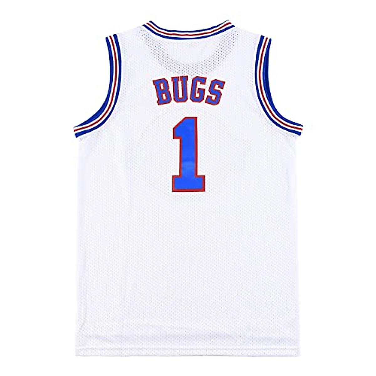 Intryeti Men's Basketball Jerseys #1 Bugs Space Movie Sports Shirts 90s Hiphop Party Clothing #1 White L