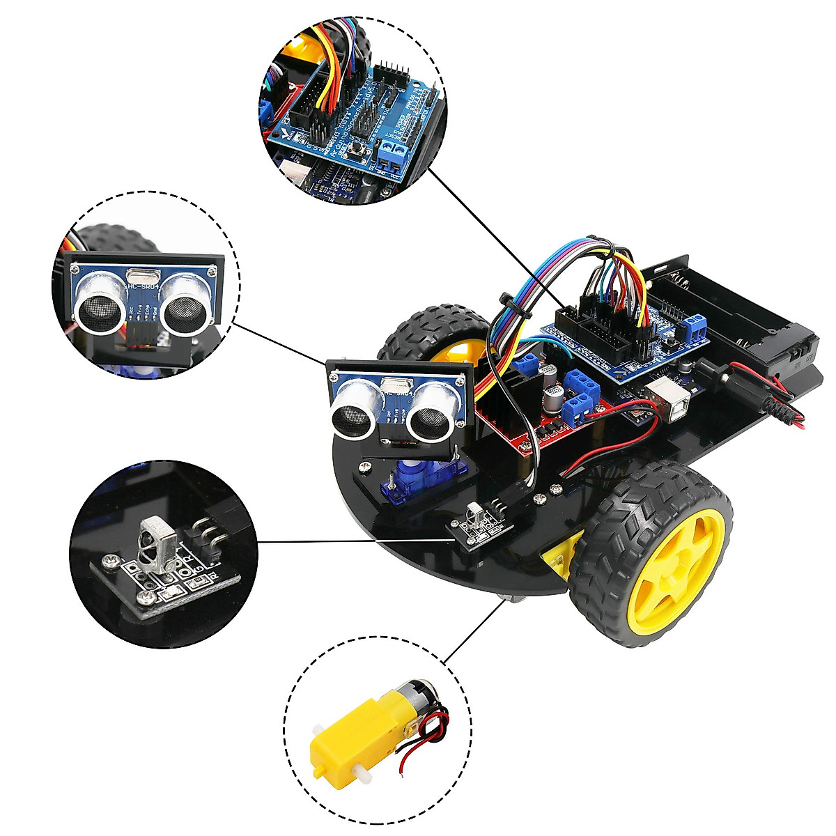 LAFVIN Smart Robot Car 2WD Chassis Kit with Ultrasonic Module R3 Board,Remote Compatible with Arduino IDE DIY Kit