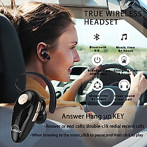 Kendir Bluetooth Headset, V5.0 Ultralight Wireless Headphone Cell Phone Earpiece with Mic Headsetcase,Volume Control, Handsfree Earbud,Compatible with Android/iPhone/Smartphones/Laptop