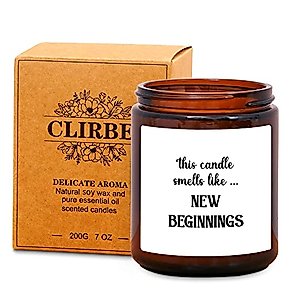 Scented Candle, "New Beginnings"Candles Gifts for Women, Men, Friends, New House, New Job, Retirement，Soy Candles for Home Scented, Home Decorations, Aromatherapy Candles, Amber Jar Candles-029GY