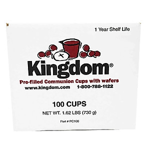Kingdom Prefilled Communion Cup with Wafers(100 ct-red juice) Sealed in a Single-Serving Container with 1-Year Shelf Life, Perfect for Holy Eucharist Celebration in Hospitals, Summer Camps, and more!