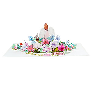 ETA 3d Guardian Angel and Flower Pop Up Card, Praying Birthday Card for Sympathy, Christmas, Recovery, Get Well Soon, Spiritual, Baptism, Holy Communion, Confirmation, Christening, X44