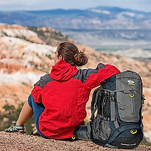 Esup 70L Hiking Backpack Camping Backpack Backpacking Backpack, Mountaineering Backpack with 65L+5L Rain Cover (Dark Blue)