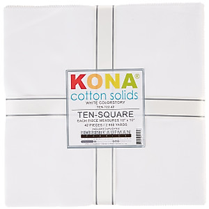 10in Squares Kona Solids White Colorway 42Pcs