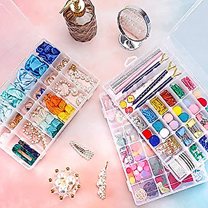 RIVERTREE Earring Box Organizer Jewelry Storage Container Clear Plastic with Lid and Adjustable Dividers 36 Grids Compartment Travel