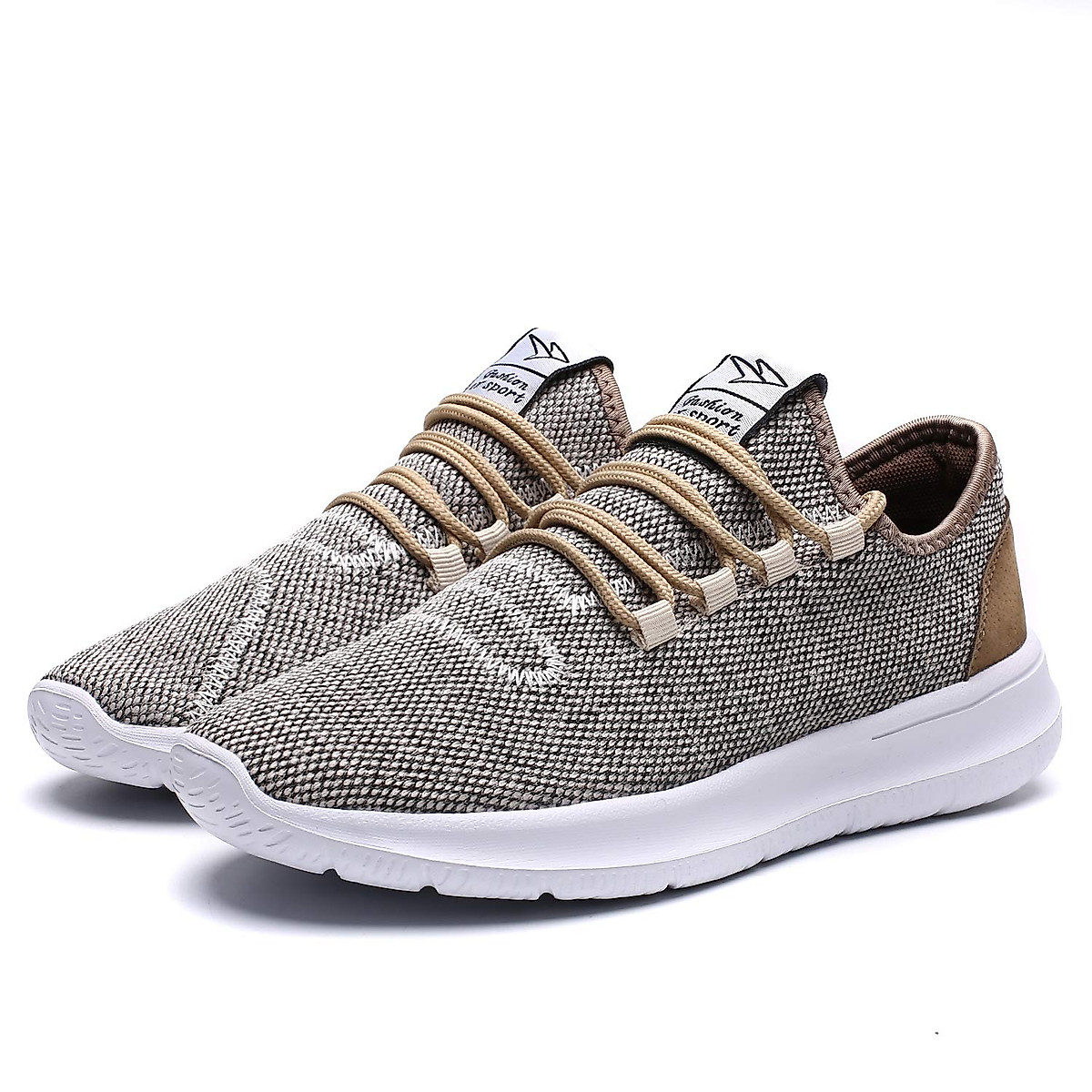 KEEZMZ Men's Running Shoes Fashion Breathable Sneakers Mesh Soft Sole Casual Athletic Lightweight (13, Beige)