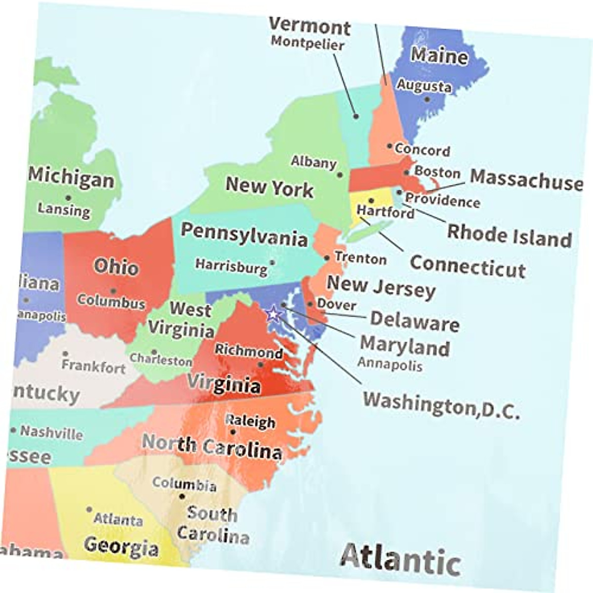 1 Sheet United States Map Usa Map Cartoon Posters Classroom Geography Poster Learning Posters Portable Poster Synthetic Paper Cartoon Preschool Flip Chart