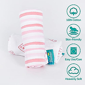 Bassinet Sheets Fits 20" x 30" AMKE, Graco Travel Lite Crib, Maxi-COSI Iora and Simmons Kids Bassinet(not for Twins), 2 Pack, 100% Jersey Cotton, Breathable and Soft, Pink(Envelope Style)