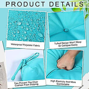 Geelin High Back Patio Chair Cushion Indoor Outdoor Seat Back Chair Cushions Tufted Patio Chair Cushions Waterproof Rocking Chair Pads All Weather Replacement Cushions for Outdoor Furniture (Blue, 4)