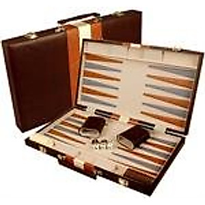 Large 18" Leatherette Backgammon Set - Brown