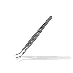 Cynamed Premium Dental College Tweezer Tools-Stainless Steel with Curved Serrated Tip Multipurpose Forceps for Oral Care Denture Teeth Cleaning (1)