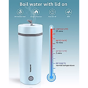 Car Kettle Water Boiler 12V – Portable Electric Kettle Heater Cup for Car – 350ML Stainless Steel Travel Kettle Electric Small Auto Shut-off for Car Camping, Road Trip, Blue