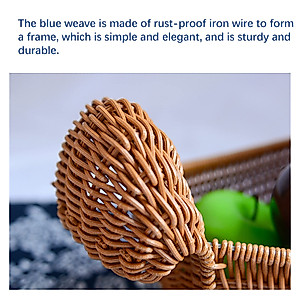 Mokylor Rattan Woven Fruit Basket, 26 x 22 x 14 cm Squirrel Shape Woven Wicker Baskets, Creative Weaving Storage Container Vegetable Basket Tray for Laundry, Picnic and Decoration (L)