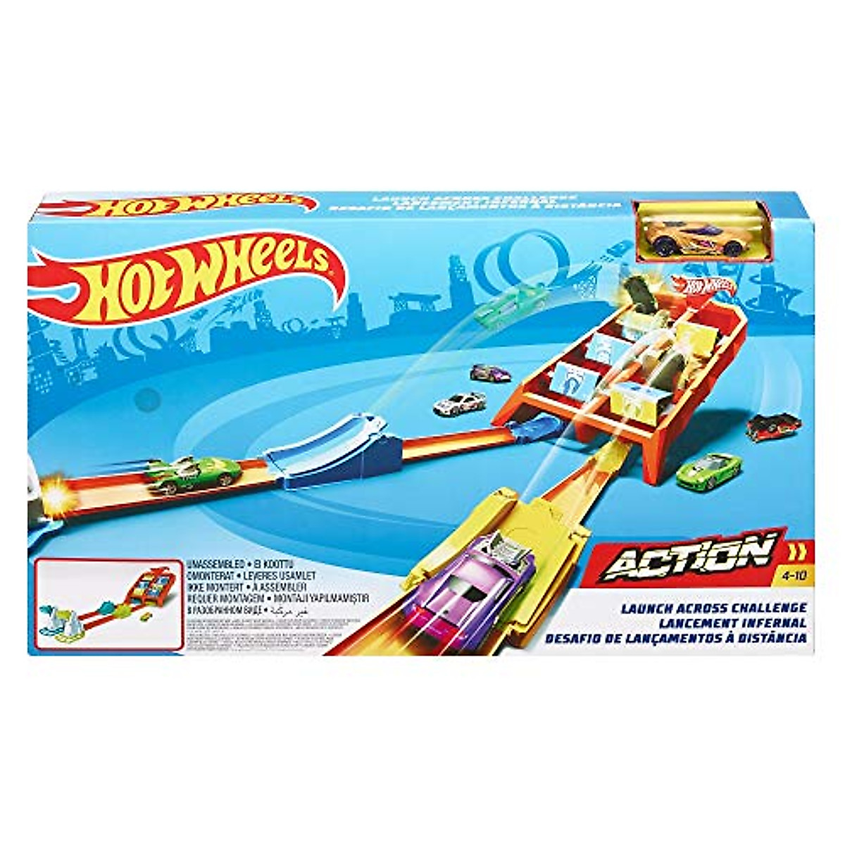 Hot Wheels Action Launch Across Challenge, Game Style Competition, 2 tracks, 2 Launchers, 2 Ramps, Ages 4 Years and Older