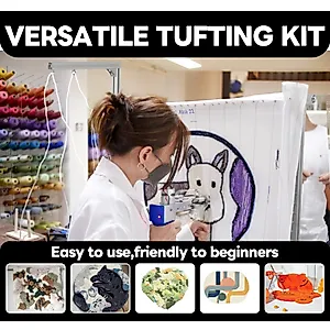 tonchean Tufting Frame for Rug Making 35.5x35.5 Inch Metal Rug Tufting Kit Tufting Supplies Carpet Making Kit Tufting Cloth Stand for Rug Making