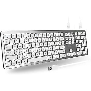 X9 Performance Wired Keyboard with USB Port Built in x2 - Elegant, Plug and Play Computer Keyboard - Convenient Full Size Keyboard Wired with 17 Shortcuts for Windows PC Desktop and Laptop