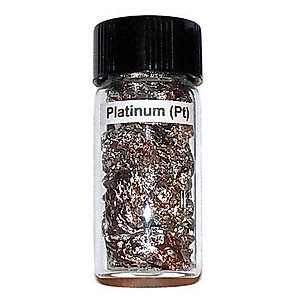 Platinum Metal Leaf Element Sample in Glass Vial - Great for Collections, Displays, Education and Gifts