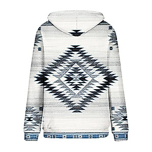 prime amazon membership Women's Western Aztec Ethnic Style Hooded Sweatshirts Casual Folk Pullover Long Sleeve Pocket Hoodies running jacket White M
