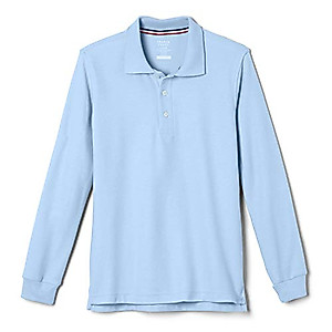 French Toast boys Long Sleeve Pique (Standard & Husky) Polo Shirt, Light Blue, 6 7 US