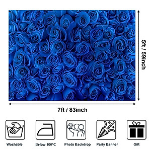 Avezano Blue Rose Flower Backdrop Royal Blue Rose Floral Birthday Bridal Shower Miss to Mrs Wedding Party Background Decorations Portraits Photo Studio Props (7x5)