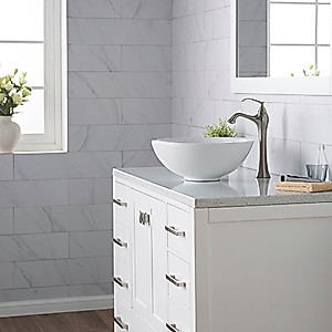 Kraus KCV-141 White Round Ceramic Bathroom Sink 15.7 Inch