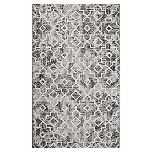 Moynesa Washable Area Rug- 3x5 Moroccan Entryway Throw Rug Non-Slip Kitchen Carpet Runner Modern Geometric Faux Wool Distressed Accent Mat Soft Floor Rugs for Living Room Bedroom Dining