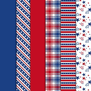 Whaline 4th of July Tissue Paper 90 Sheet Patriotic Stars Stripes Pattern Tissue Paper 6 Design Red Blue White Wrapping Paper Holiday Art Tissue for Independence Day DIY Gift Packing Party Favor