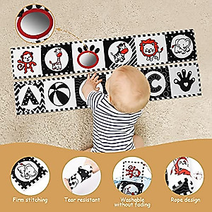 Vicloon Black and White High Contrast Baby Toys, Soft Baby Book for Newborn 0-3-6-12 Months, Infant Tummy Time Toys, Early Education Sensory Toys, Visual Stimulation Folding Cloth Book for Boys Girls
