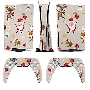 AoHanan Merry Christmas with Santa Clause 5 Skin Controller Accessories Cover Skins Anime Vinyl Cover Sticker Full Set for 5 Disc Edition
