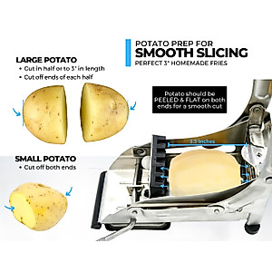 ICO French Fry Cutter, 2-blade Potato Slicer, French Fry Cutter For Potatoes with Non-slip Suction Lock Technology, Stainless Steel French Fry Press