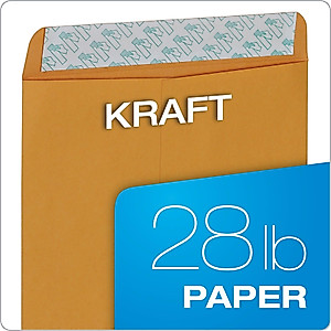 Quality Park 9" x 12" Self-Seal Catalog Envelopes, for Mailing, Organizing and Storage, Brown Kraft, Heavy 28-lb Paper, 100 Per Box (QUA44562)