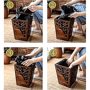 DIKNAC Trash Can Garbage Bin Wood Trash Can Wastebasket Garbage Container Bin for Bathrooms Powder Rooms Home Offices Waste Bins ( Color : B , Size : 23*30cm )
