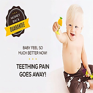 Baby Teething Toys (4 Pack), Olele Baby Chew Toys, BPA-Free Baby Teething Toy for Babies 6-12 Months. Natural Organic Freezer Safe Fruit Teether Toys for Toddlers, Specialized Relief Gingival Pain.
